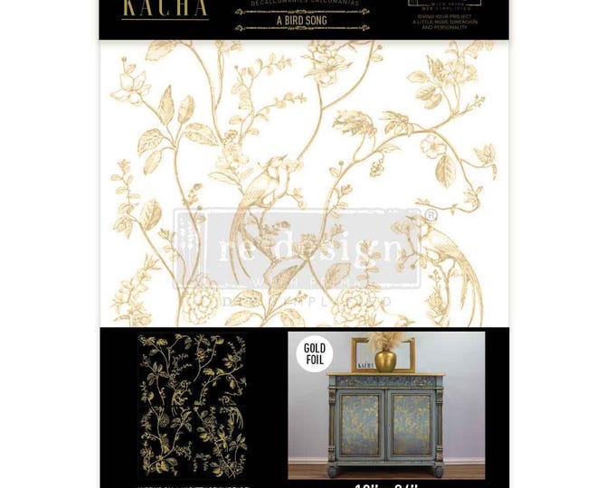 A Bird Song Goil Foil Decor Transfer | Kacha | 2 Pcs, 18 X 24 ...