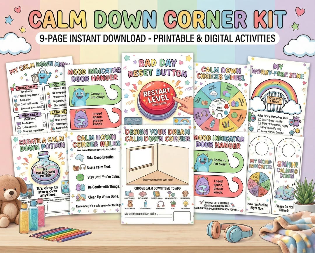 Calm Down Corner Kit Printable | Emotional Regulation Posters ...
