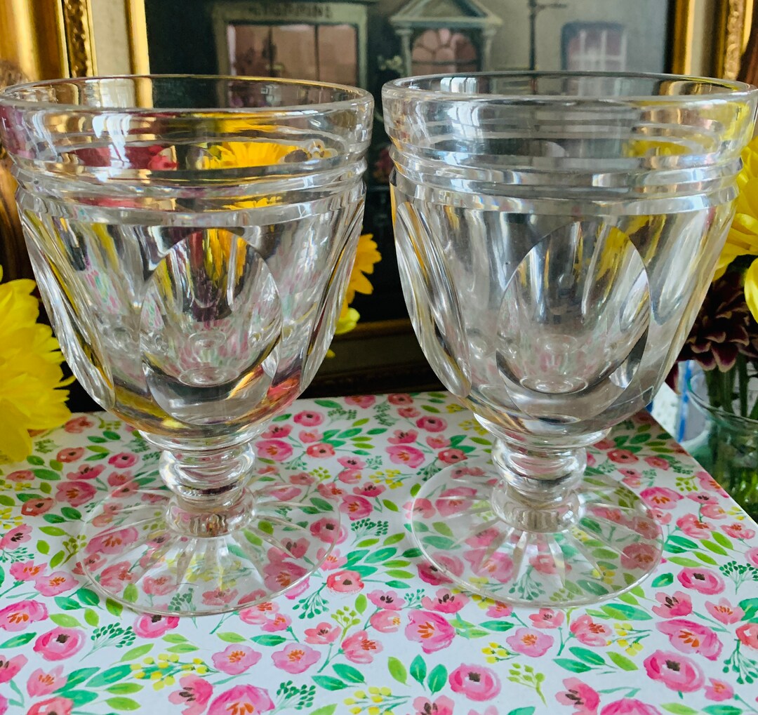 A Pair of Heavy Victorian Slice Cut Rummers Ball Knop Stem - Etsy UK