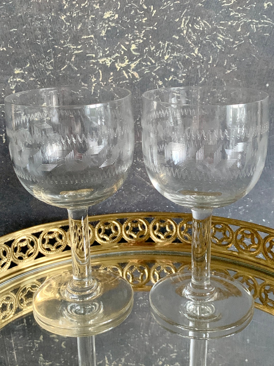 Greek Key Wine Glasses Small Greek Key Wine or Sherry Glasses - Etsy