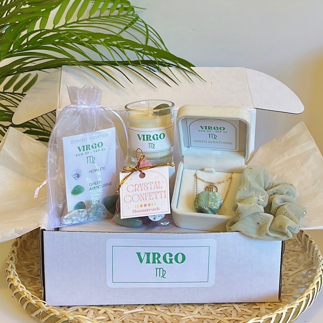 VIRGO GIFT BOX - Zodiac Theme Gift Box - Virgo Gift - Birthday Gift Box - Spa Gift - Crystal Set ...