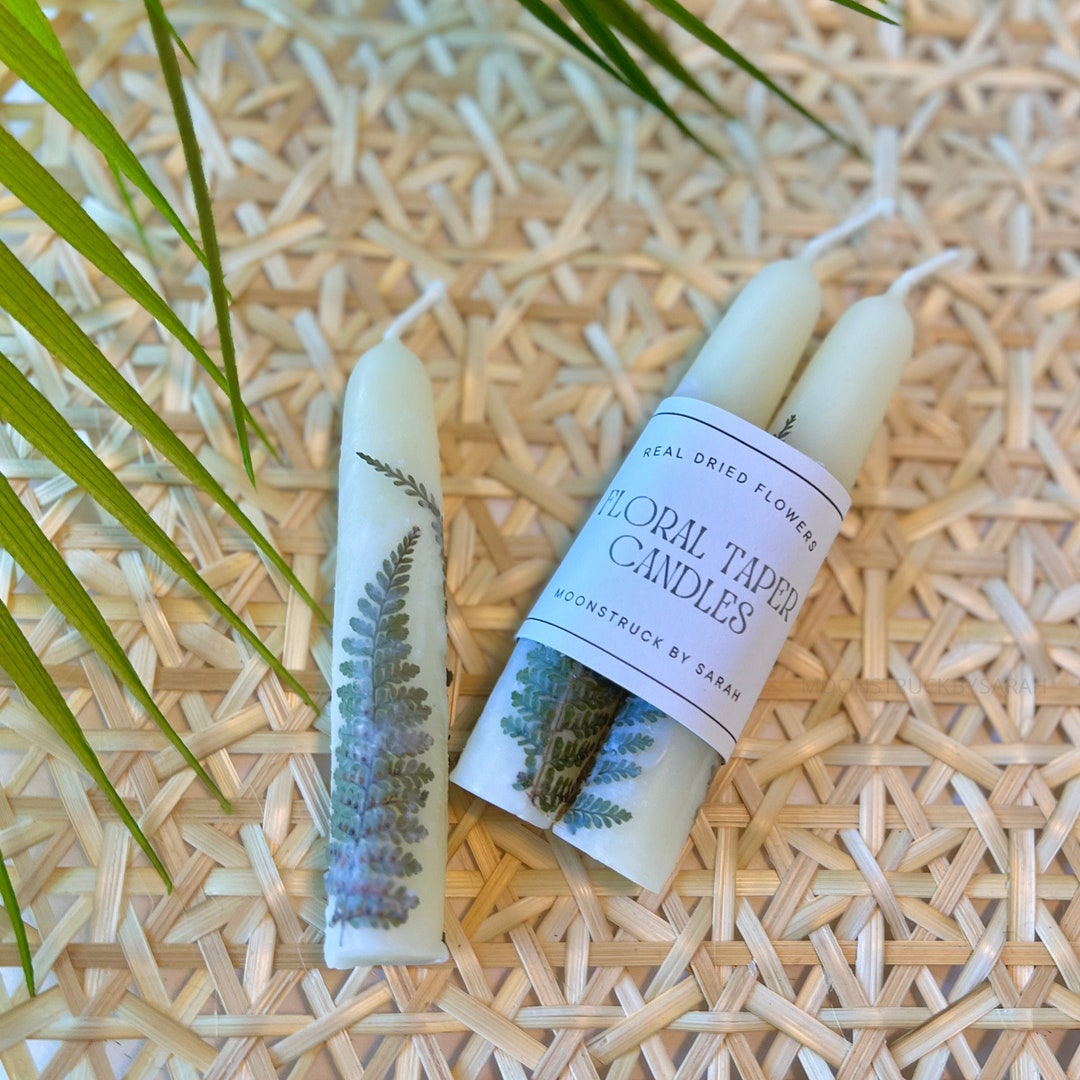 Floral Taper Candles - Fern - Etsy