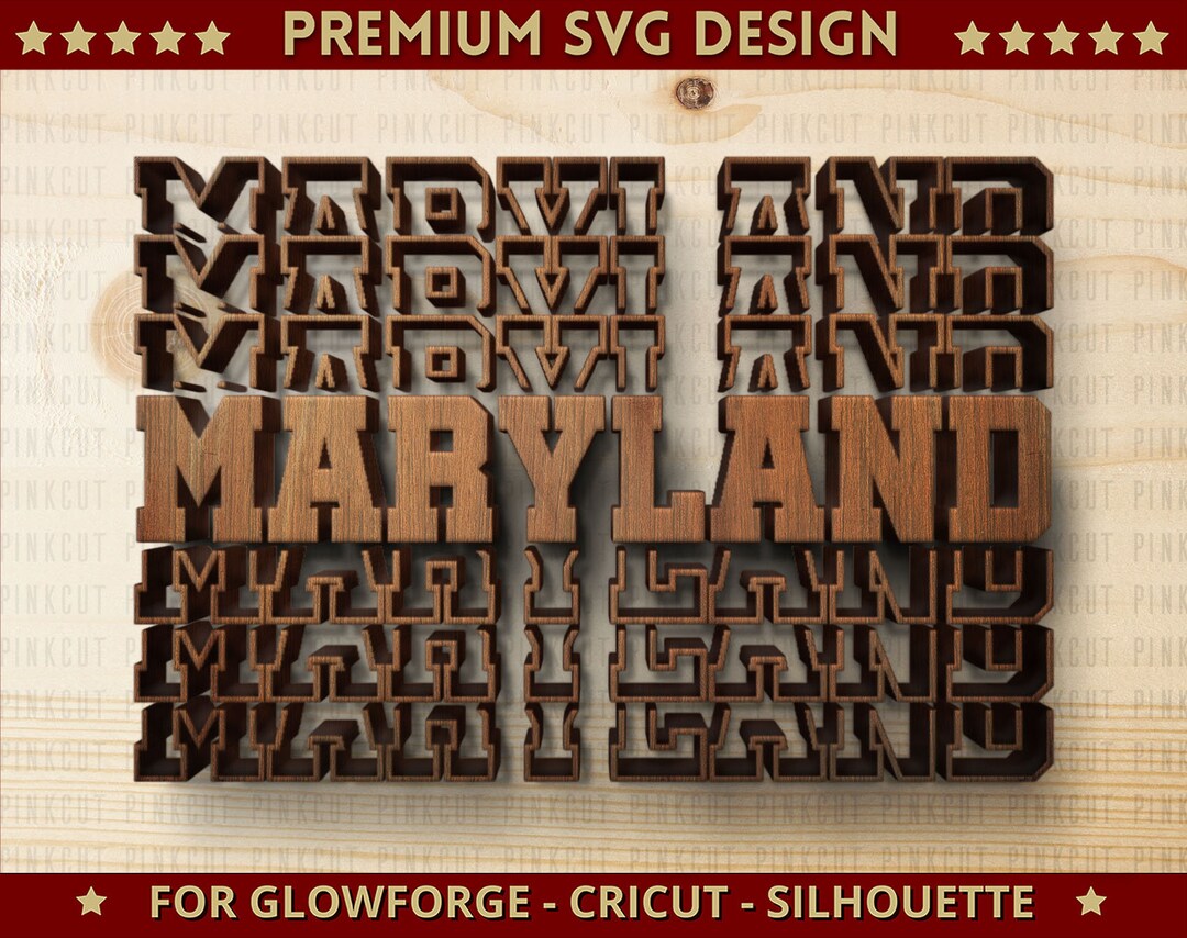 Maryland Mirrored State Name Svg Cut File Single Layer Svg Dxf Png for ...