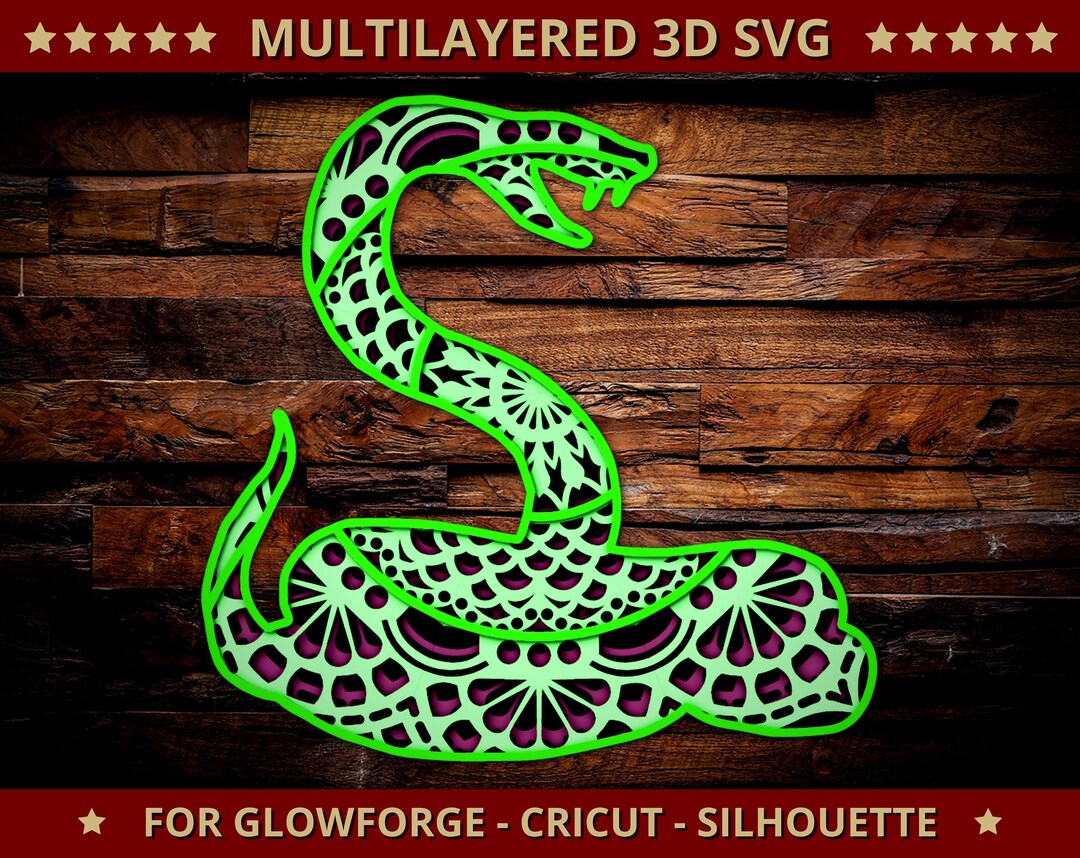 3D Snake SVG Mandala Svg Cut File for Glowforge Laser Cut Silhouette ...