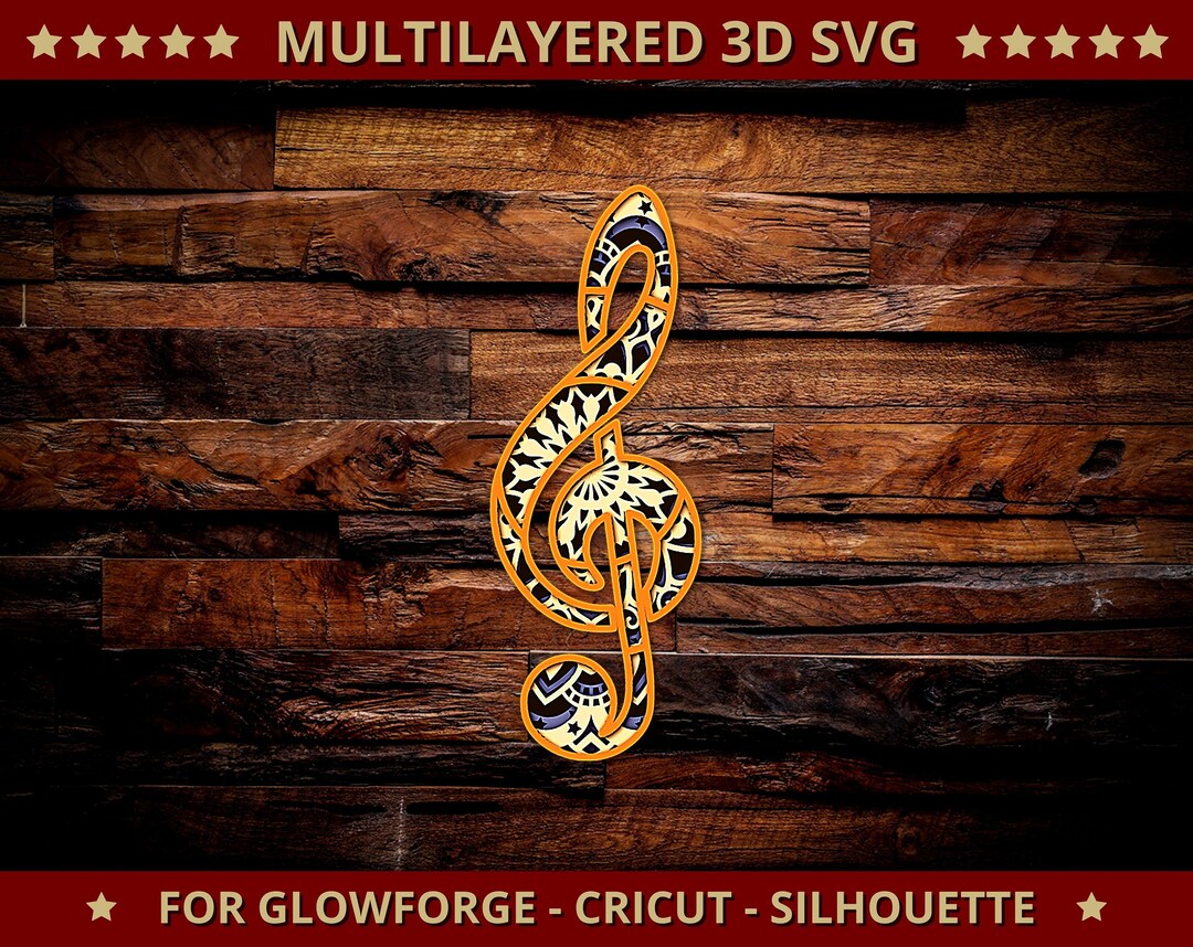 3D Music Note SVG Mandala Svg Cut File for Glowforge Laser Cut ...