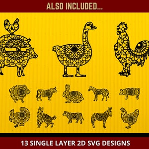 3D Farm Animals SVG 3D Chicken Svg Sheep Svg Cow Svg Pig Svg Mandala ...