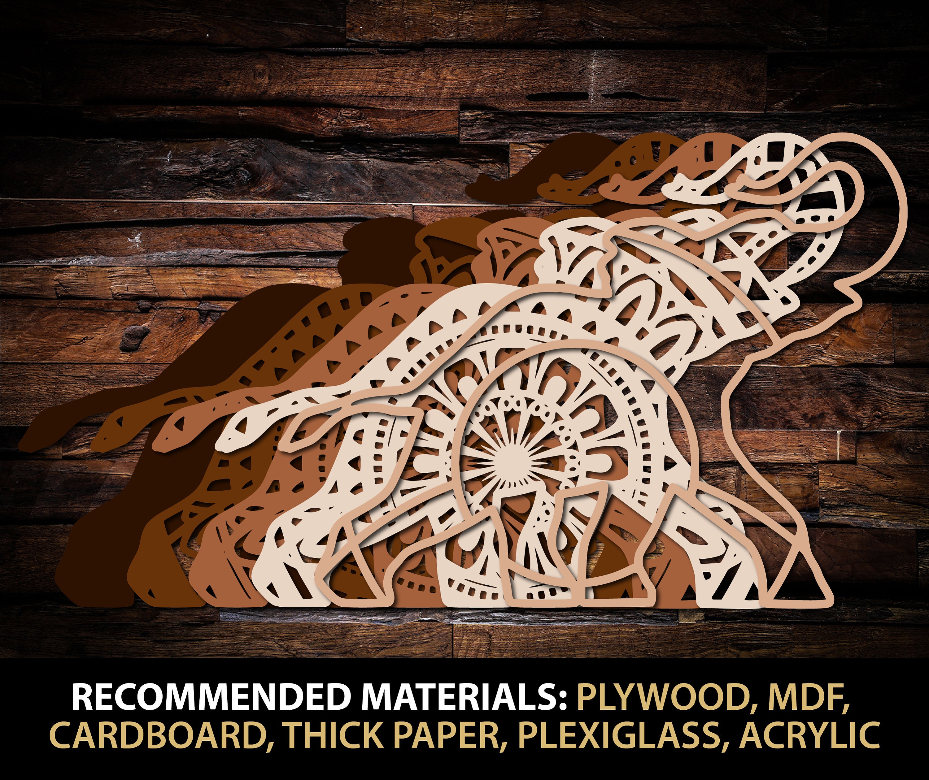 Elephant SVG Elephant Mandala Svg Cut File for Glowforge Laser Cut ...