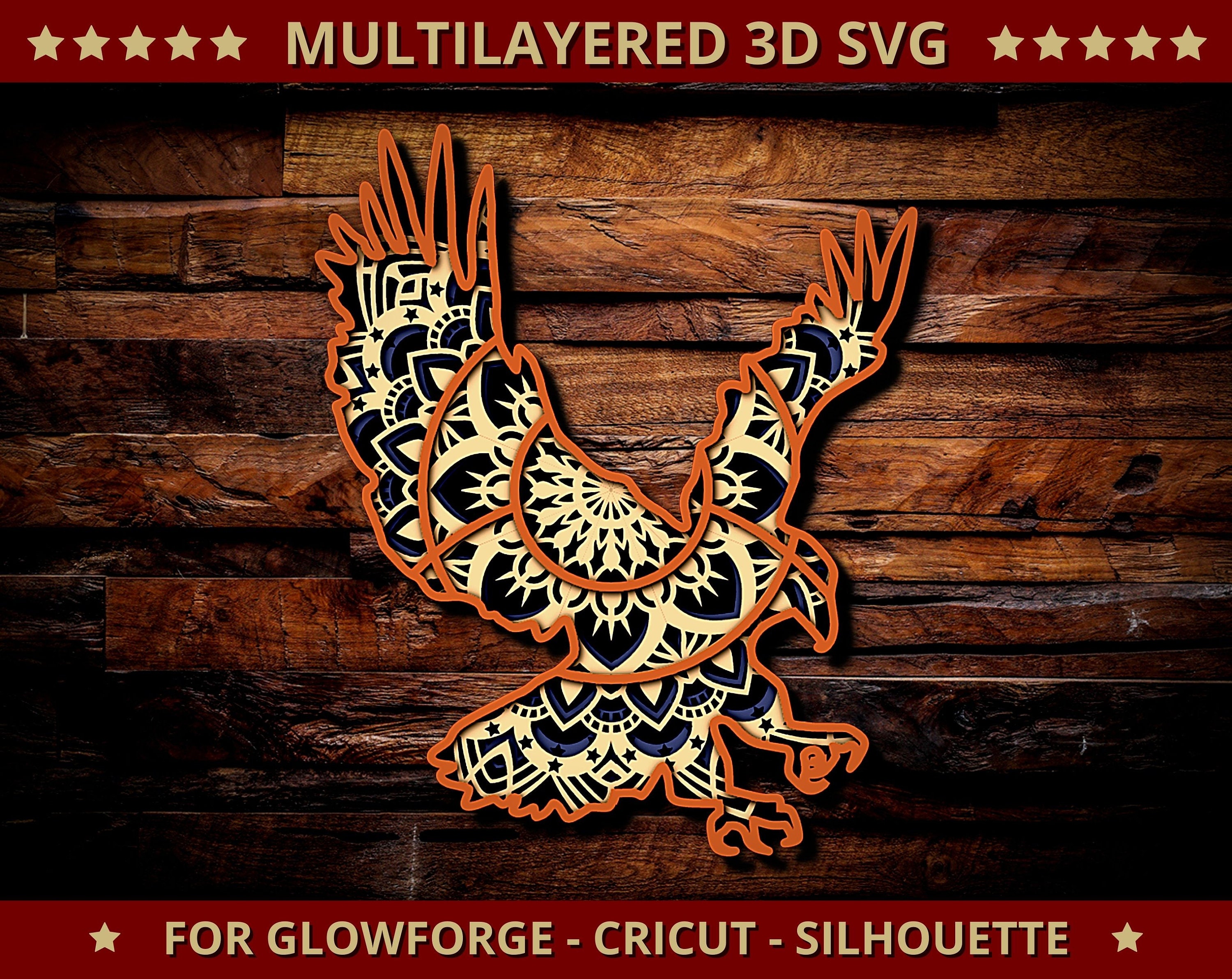 3D Eagle SVG Mandala Svg Cut File for Glowforge Laser Cut - Etsy Canada