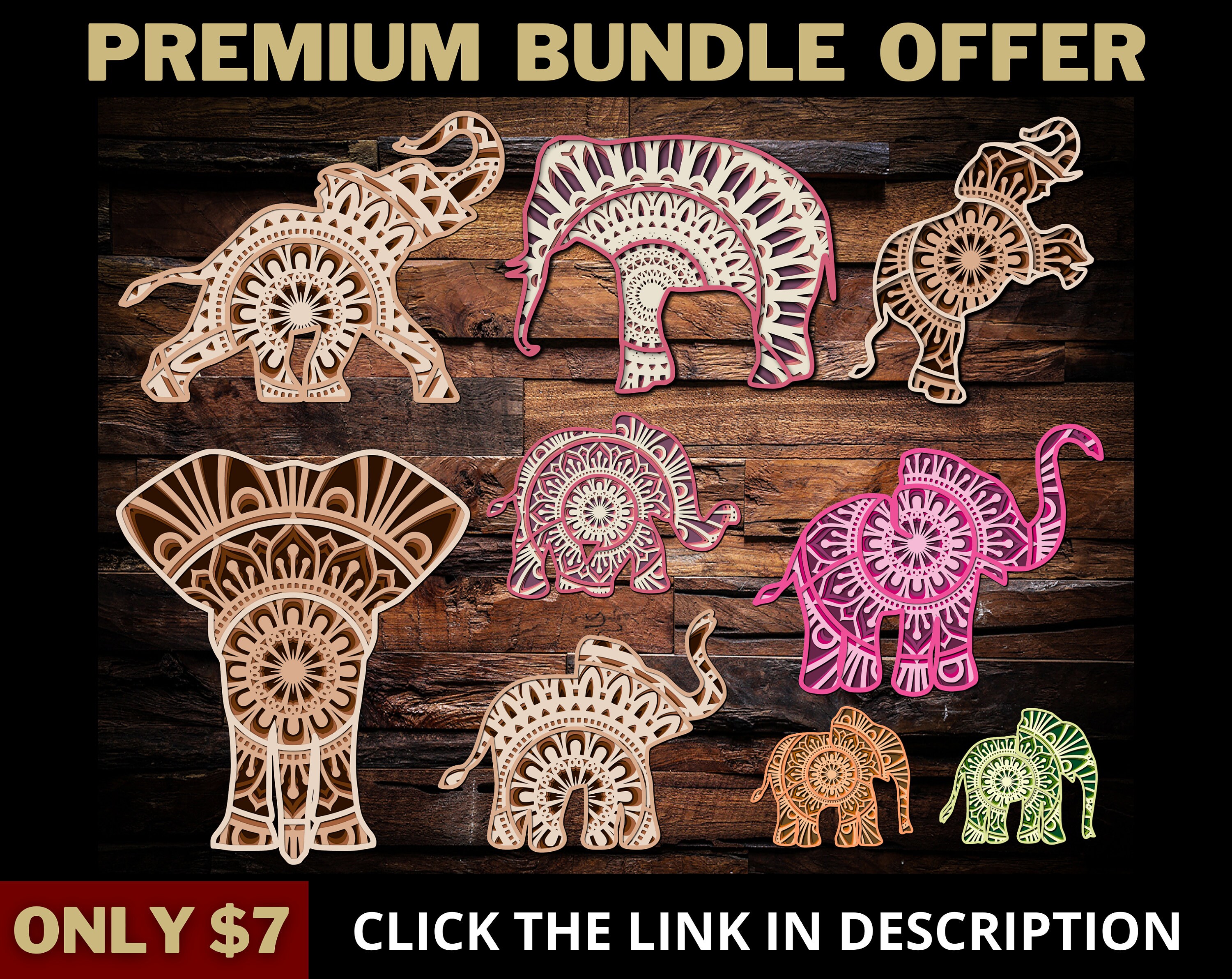 Elephant SVG Elephant Mandala Svg Cut File for Glowforge Laser Cut ...
