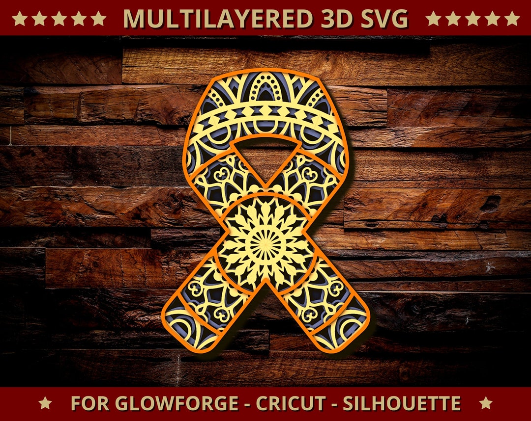 3D Cancer Ribbon SVG Awareness SVG Mandala Svg Cut File for - Etsy Israel