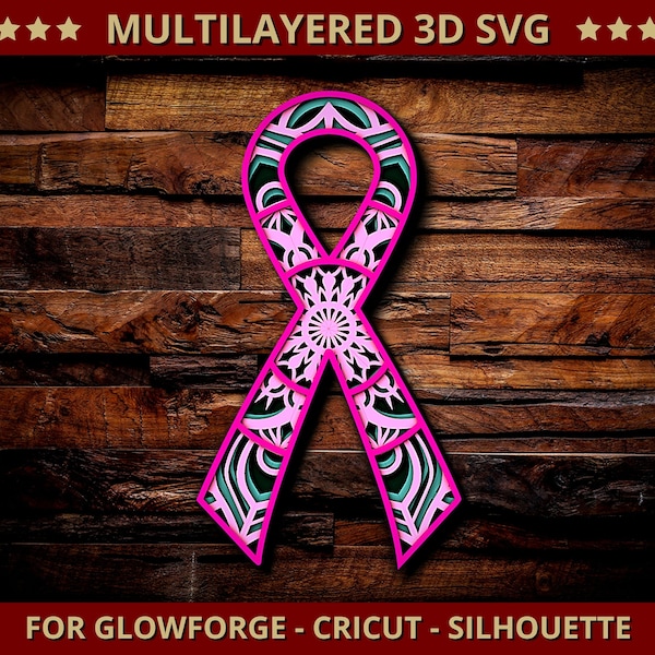 Breast Cancer Mandala 3d - Etsy