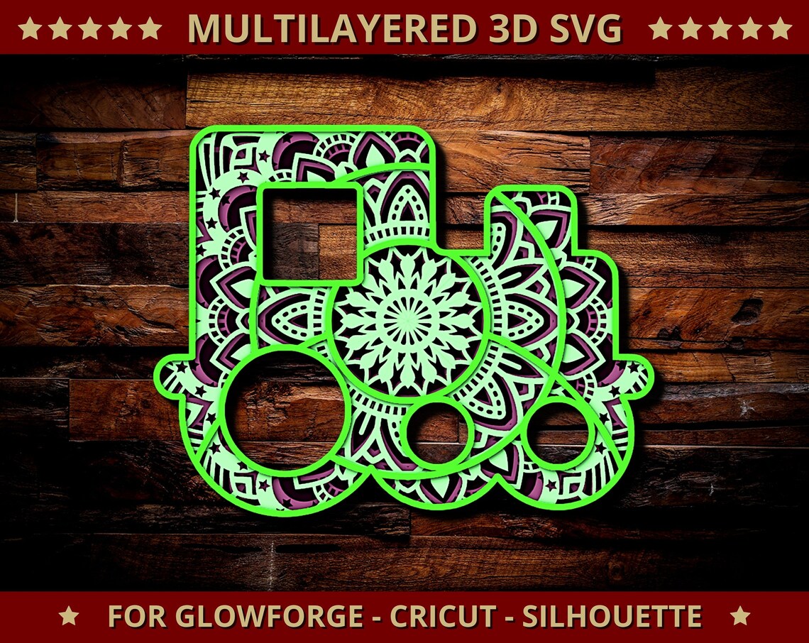 3D Train SVG Mandala Svg Cut File for Glowforge Laser Cut | Etsy