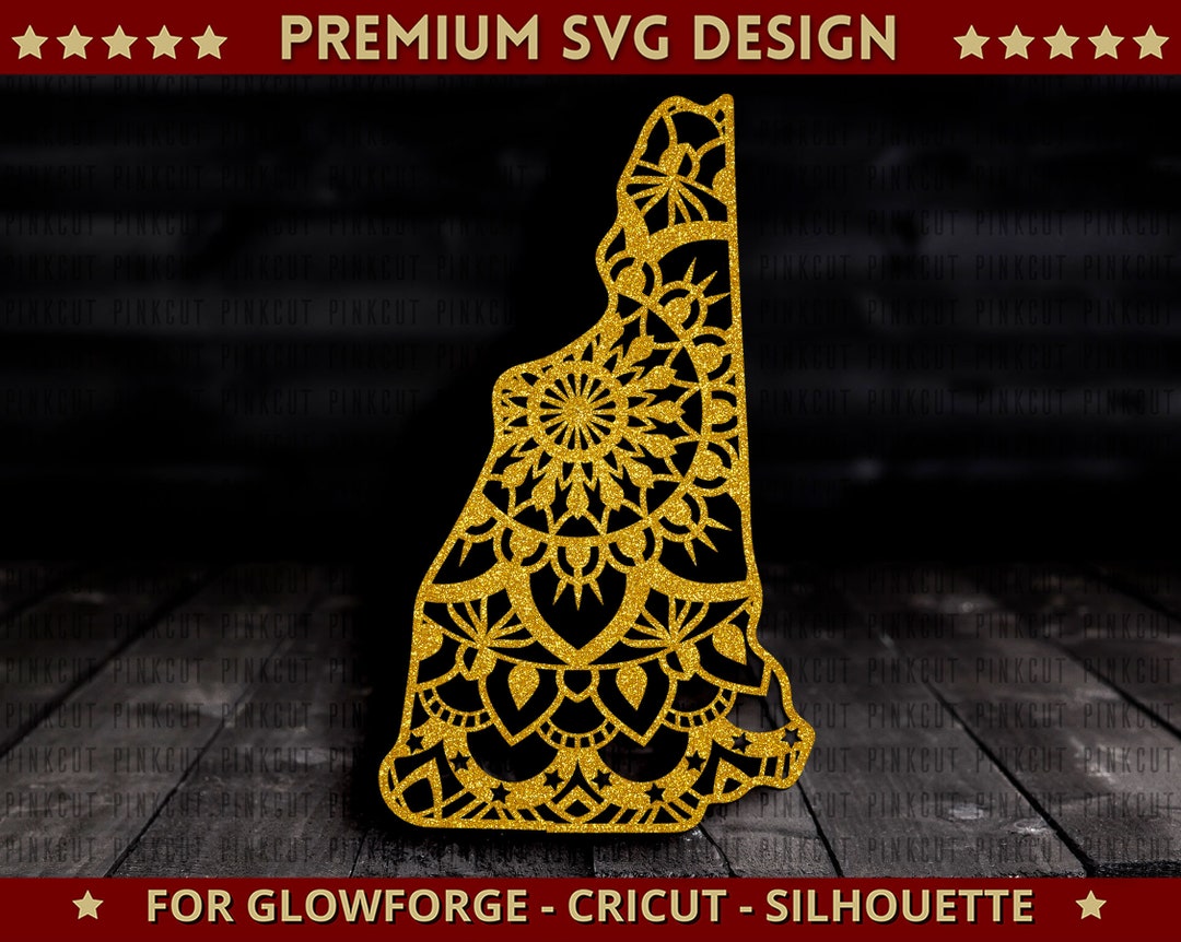 New Hampshire Mandala Svg Cut File USA State Map Single Layer Dxf ...