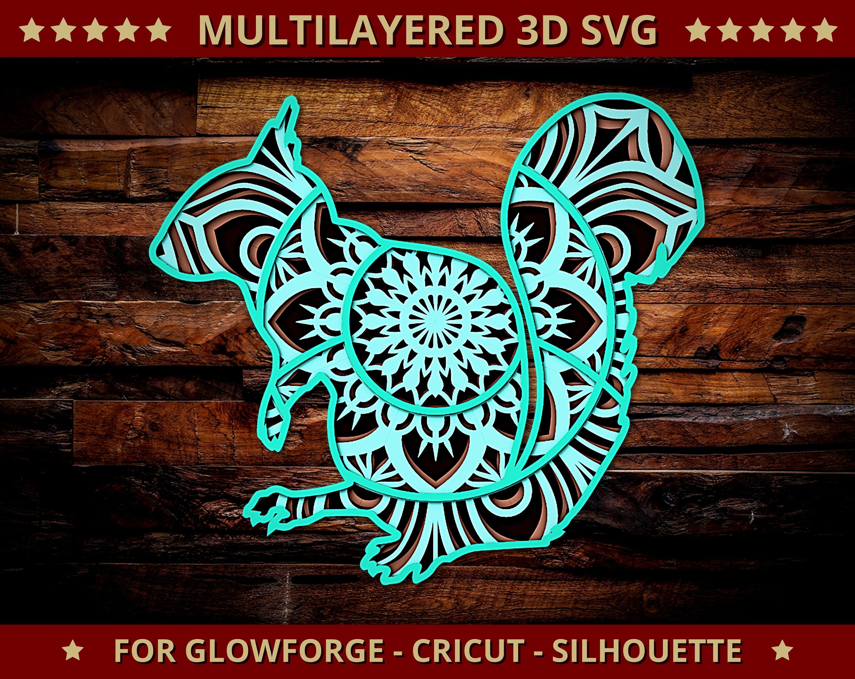 3D Squirrel SVG Mandala Svg Cut File for Glowforge Laser Cut - Etsy ...