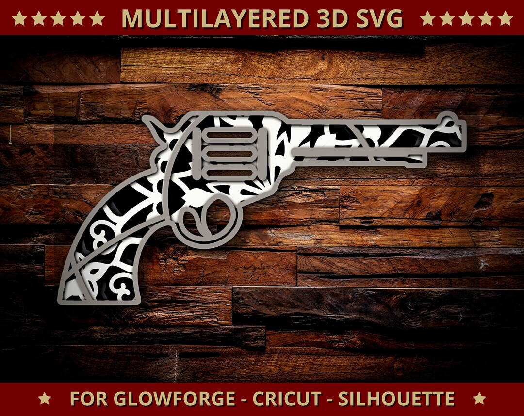3D Gun SVG Mandala Svg Cut File for Glowforge Laser Cut Silhouette ...