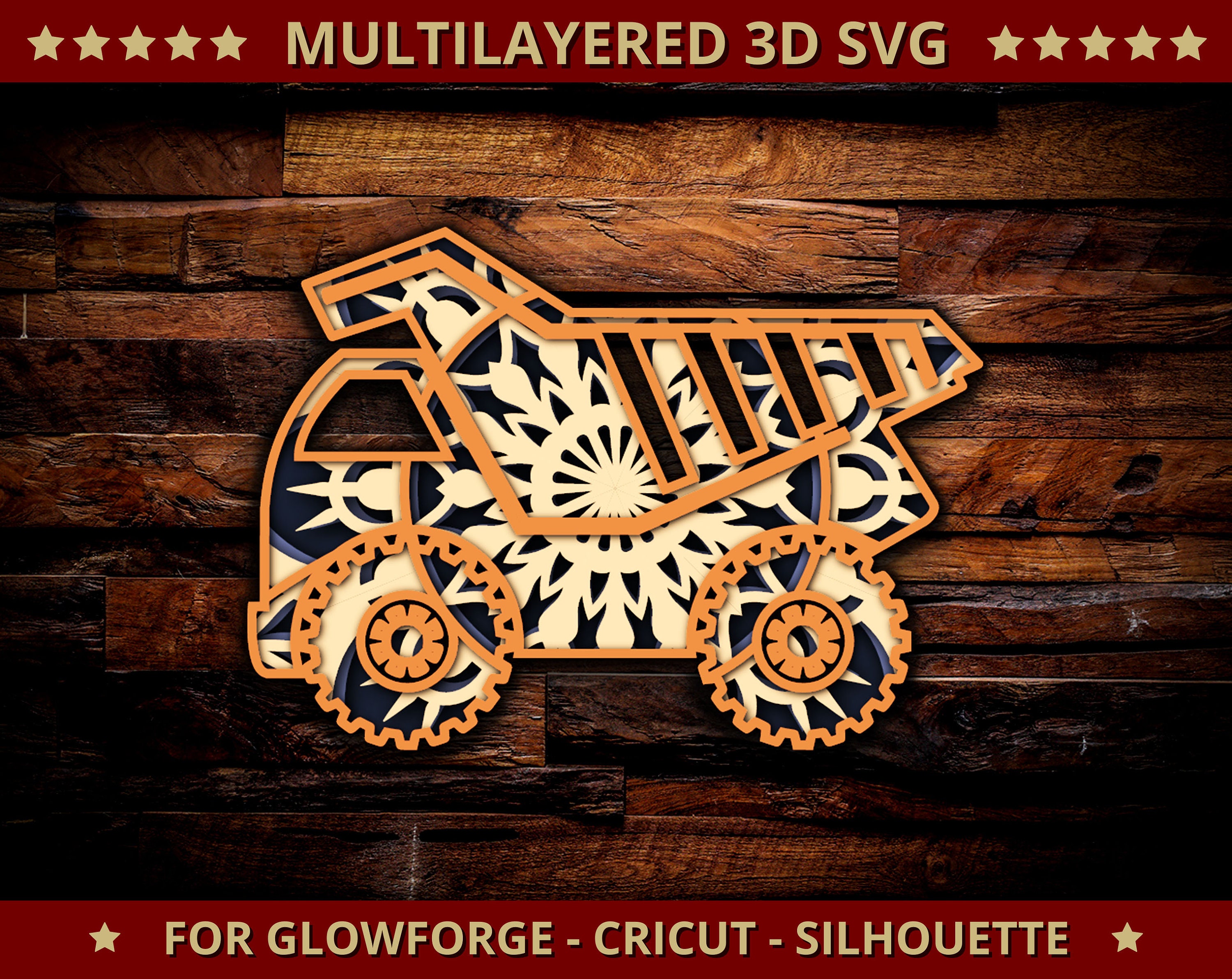 Truck Mandala Layer SVG Files 3D Mandala Svg for Glowforge - Etsy UK