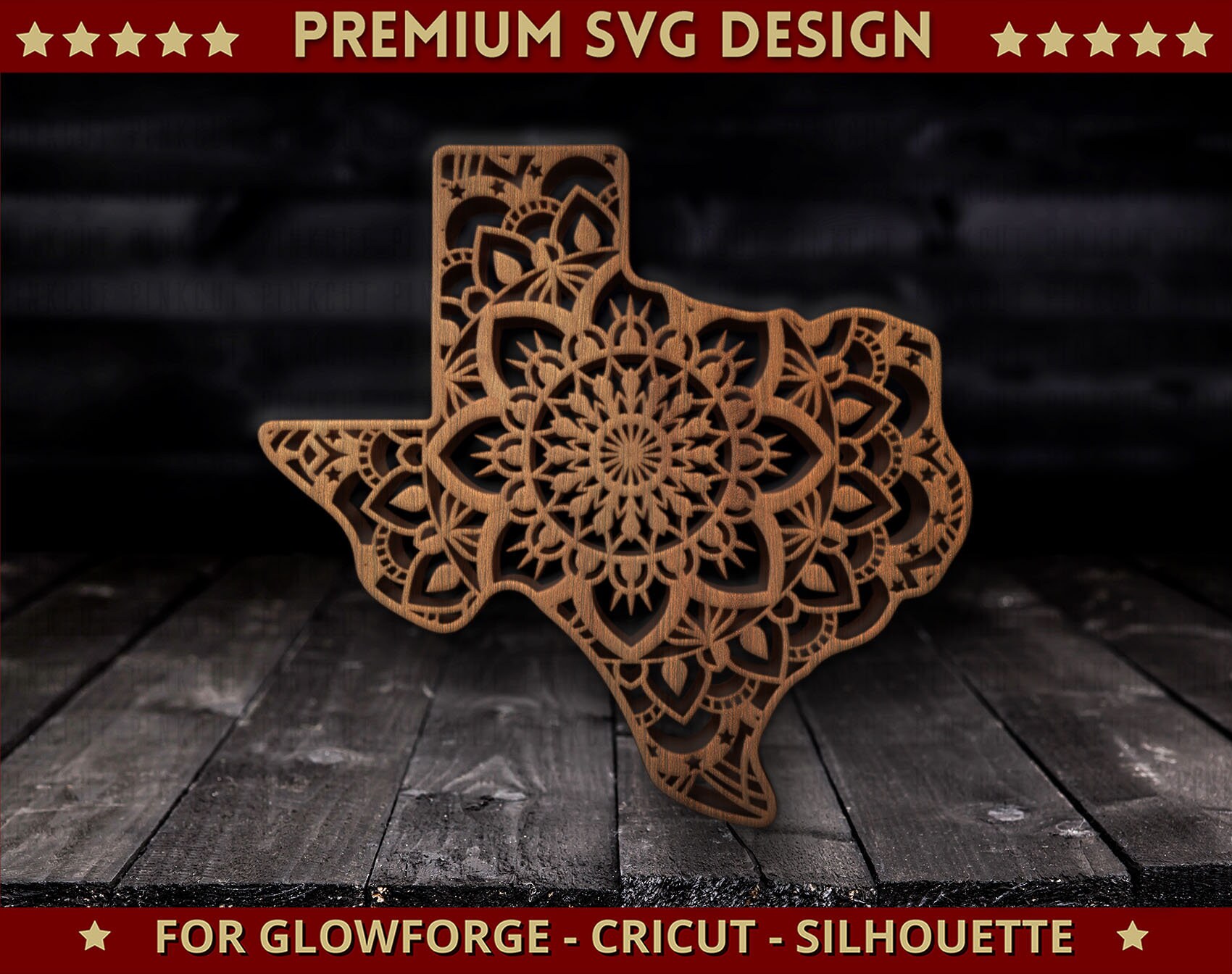 Texas Mandala Svg Cut File USA State Map Single Layer Dxf Zentangle for ...