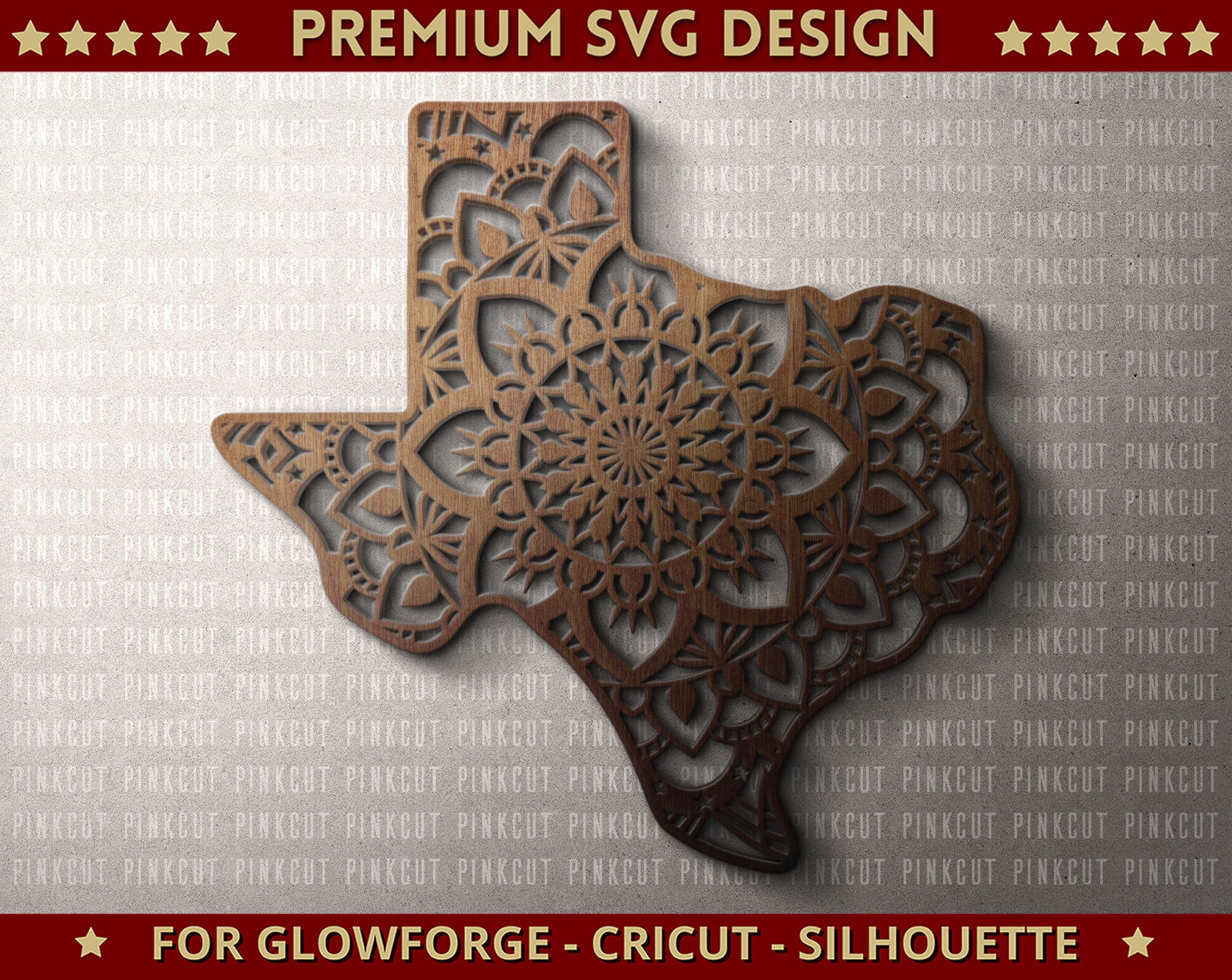 Texas Mandala Svg Cut File USA State Map Single Layer Dxf Zentangle for ...