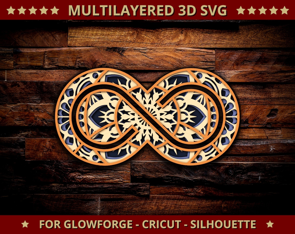 Infinity Mandala SVG files 3D Mandala Svg for Glowforge Laser | Etsy