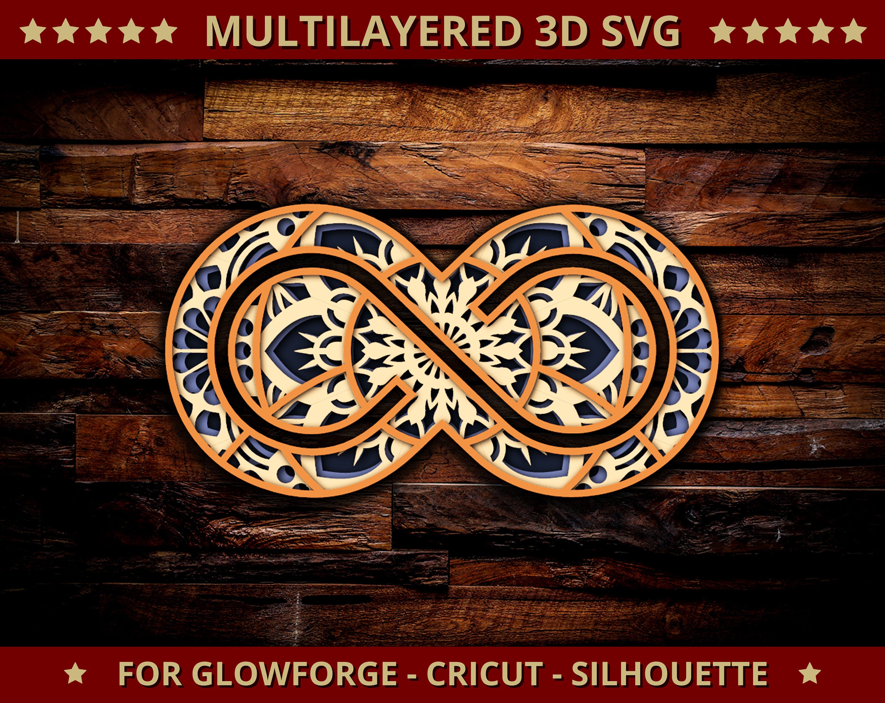 Infinity Mandala SVG files 3D Mandala Svg for Glowforge Laser | Etsy