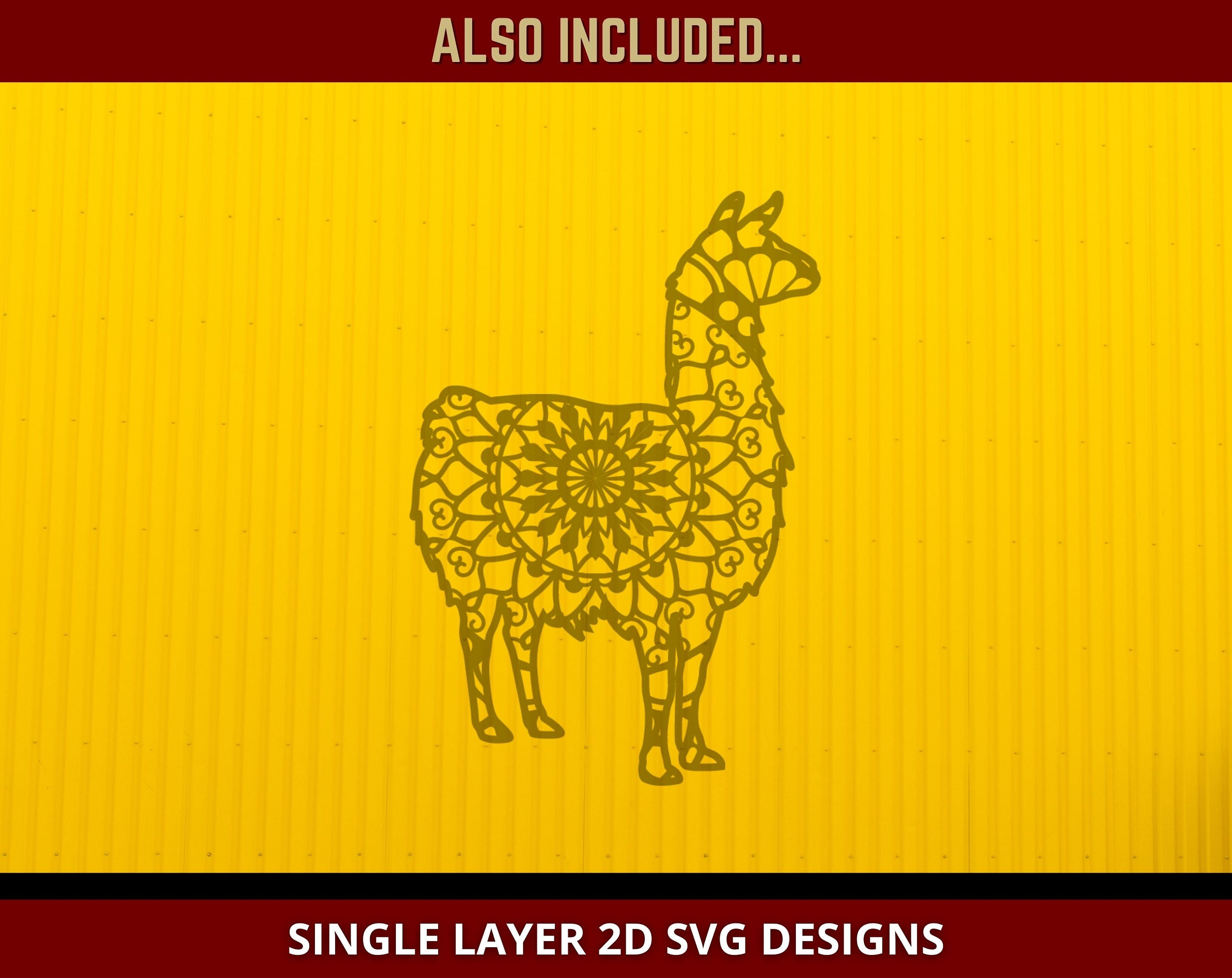 Llama SVG 3D Mandala Multi Layered Llama Svg Zentangle Cut File for ...