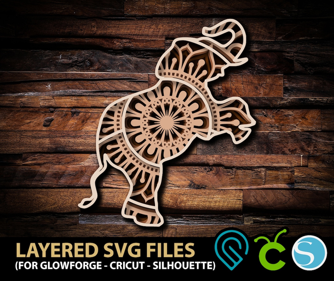 Elephant SVG Elephant Mandala Svg Cut File for Glowforge Laser Cut ...