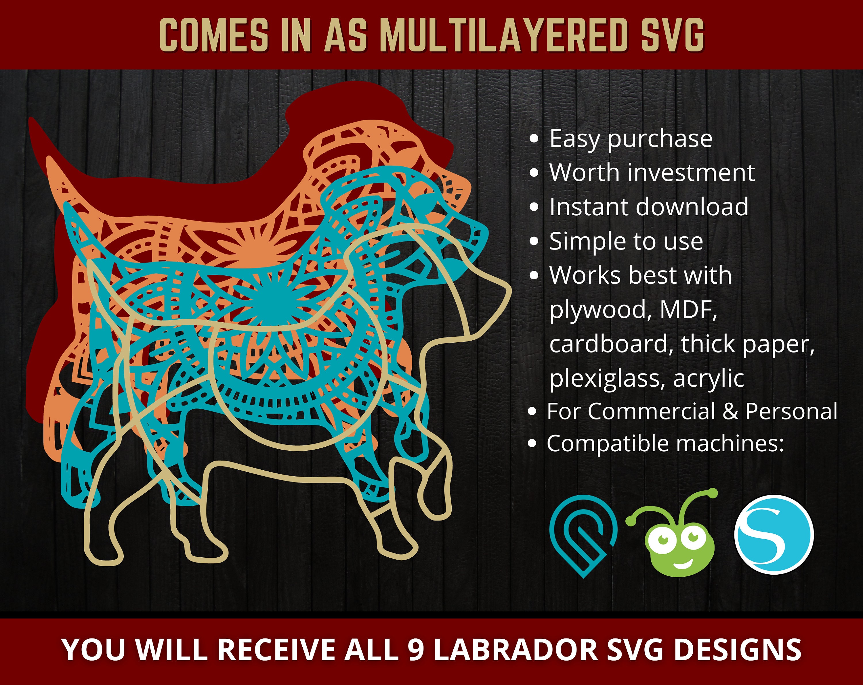 Labrador Mandala SVG 3D Multilayered Dog Mandala Premium - Etsy
