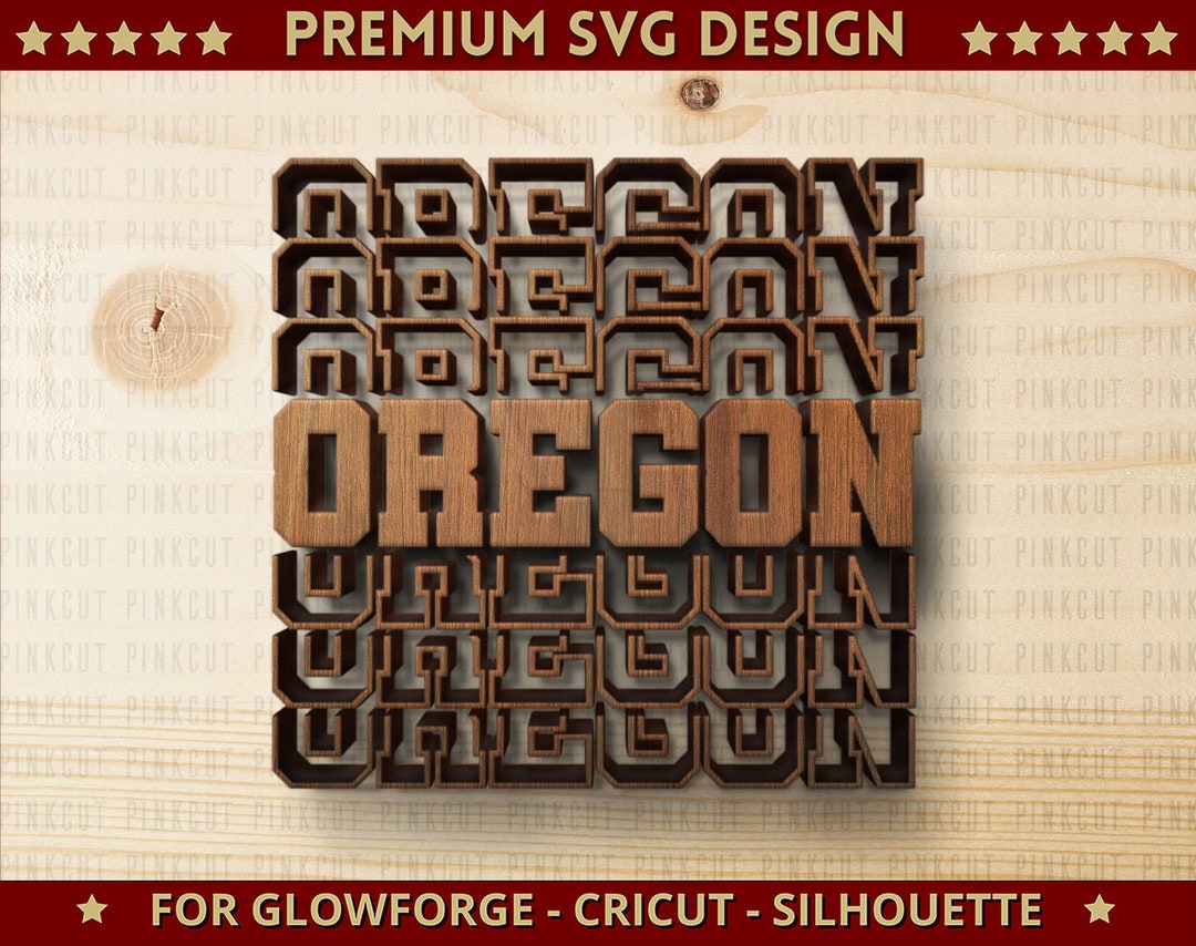 Oregon Mirrored State Name Svg Cut File Single Layer Svg Dxf Png for ...