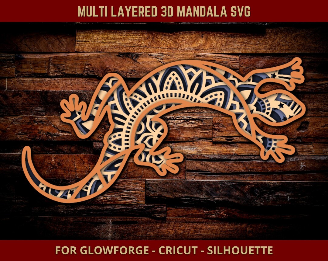 Lizard SVG 3D Mandala Gecko Svg Layered Mandala Svg Cut File for ...