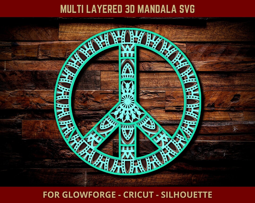 Peace Sign SVG Mandala Svg Cut File for Glowforge Laser Cut - Etsy