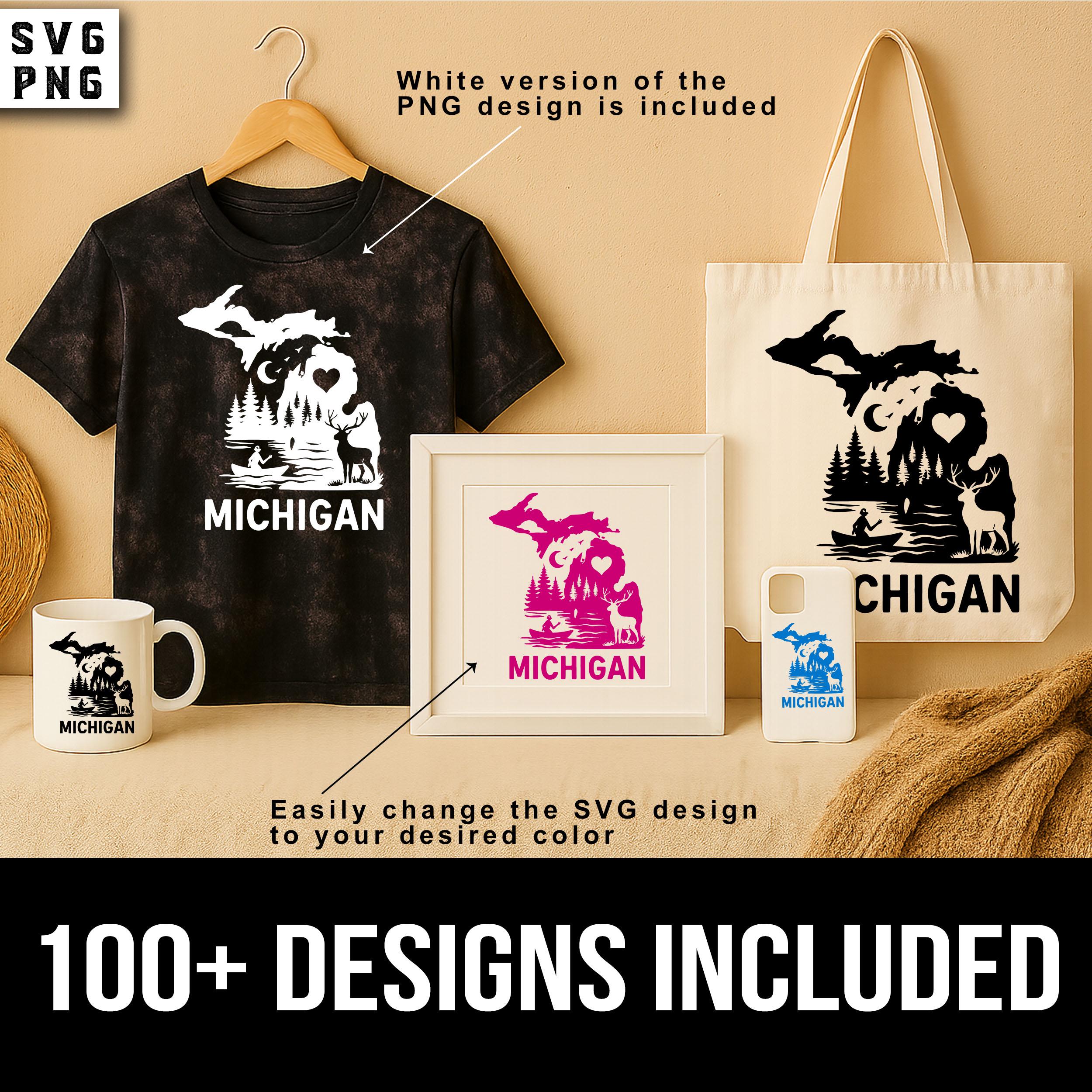 Michigan Svg File for Cricut and Silhouette With 100 Usa State Bundle ...
