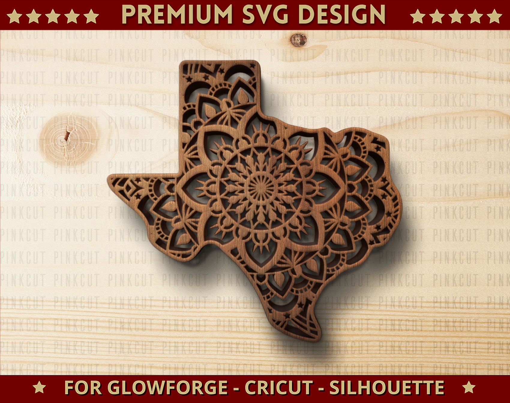 Texas Mandala Svg Cut File USA State Map Single Layer Dxf Zentangle for ...