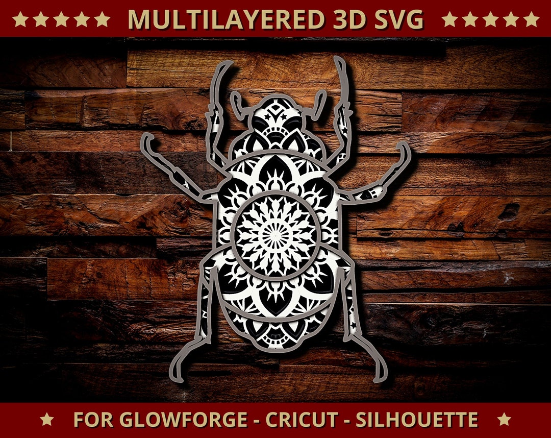 Buy Bugs SVG 3D Beetle Mandala Svg Cut File for Glowforge Laser Online ...