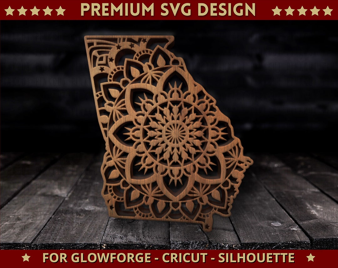 Georgia Mandala Svg Cut File Georgia State Map Single Layer Dxf ...