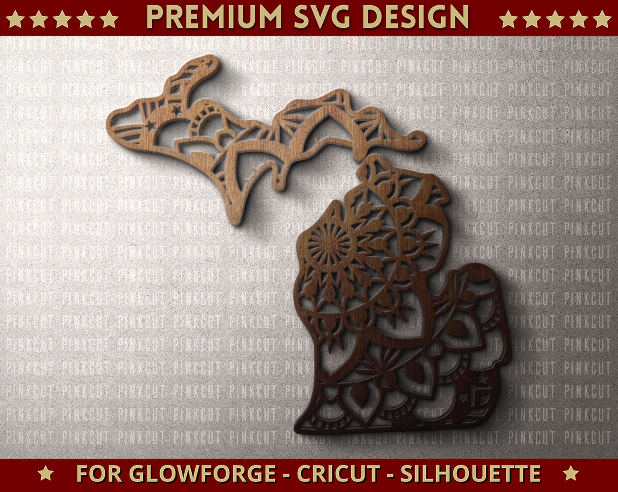 Michigan Mandala Svg Cut file USA State Map Single Layer Dxf | Etsy