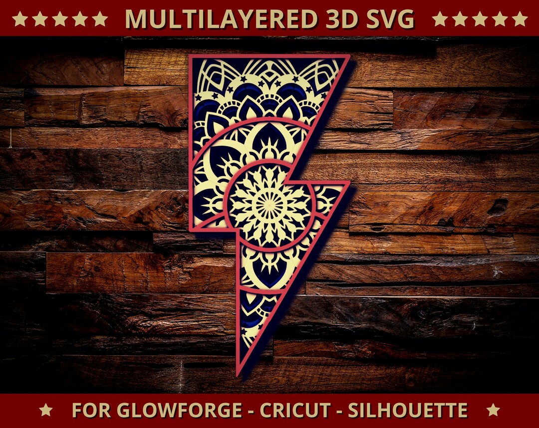 3D Lightning SVG Mandala Cut File for Glowforge Laser Cut Silhouette ...