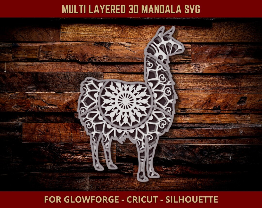 Llama SVG 3D Mandala Multi Layered Llama Svg Zentangle Cut File for ...