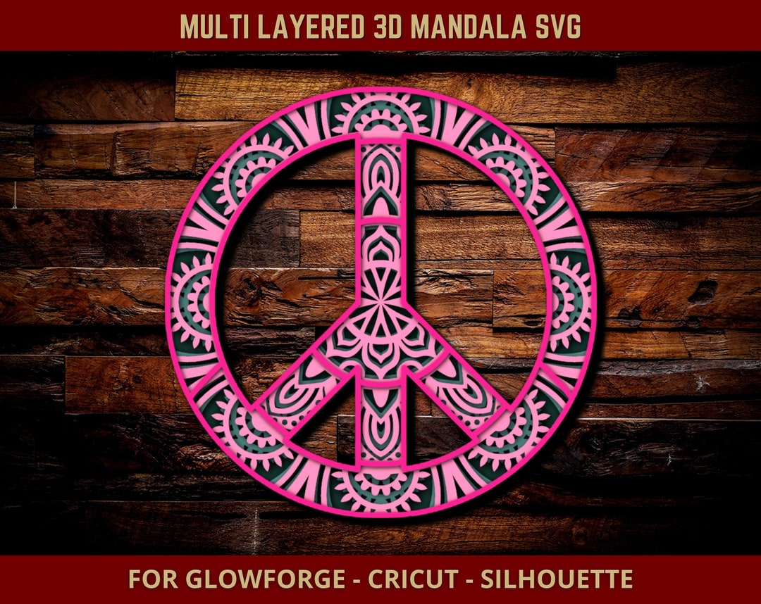 Peace Sign SVG Mandala Svg Cut File for Glowforge Laser Cut Silhouette ...