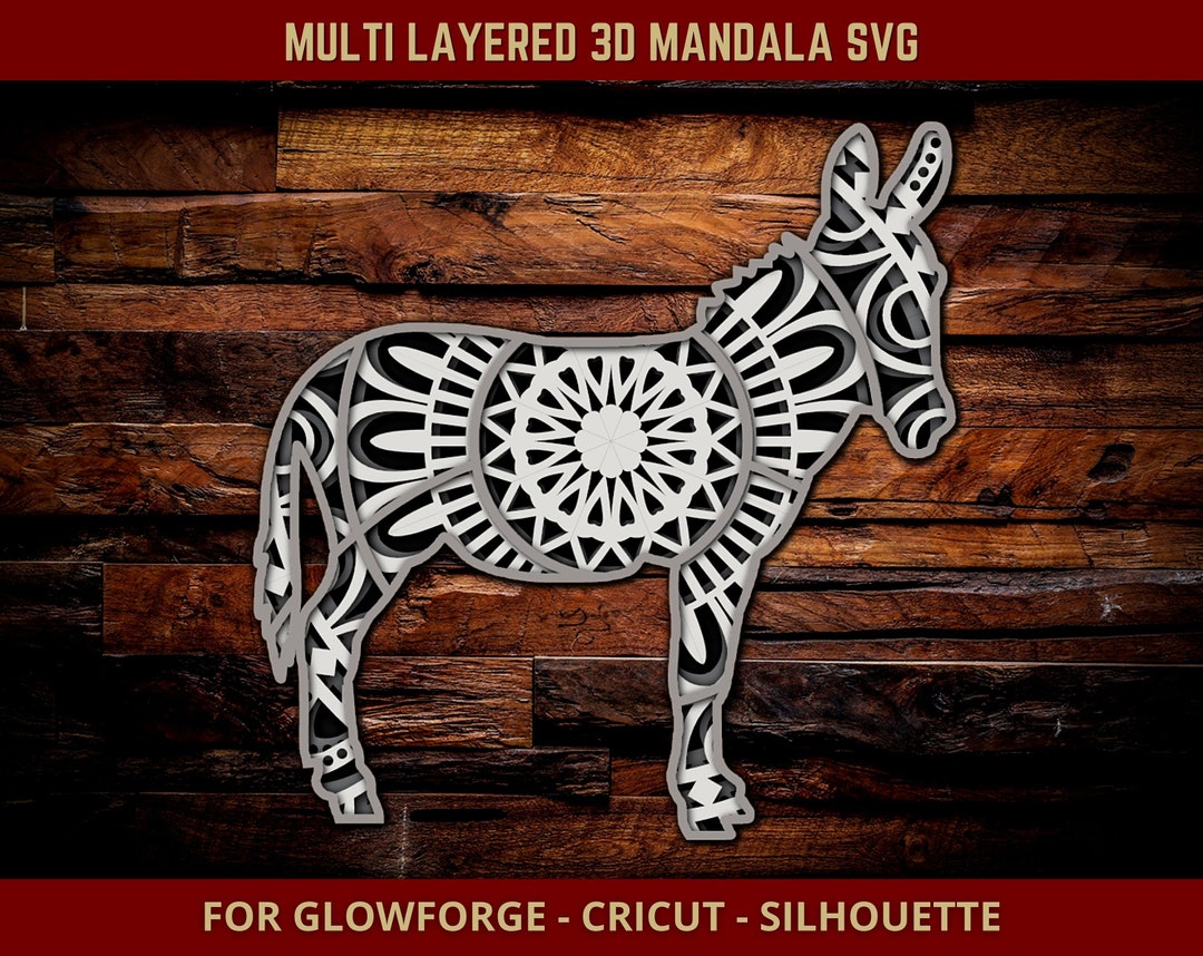 Donkey SVG Mandala Svg Cut File for Glowforge Laser Cut Silhouette ...