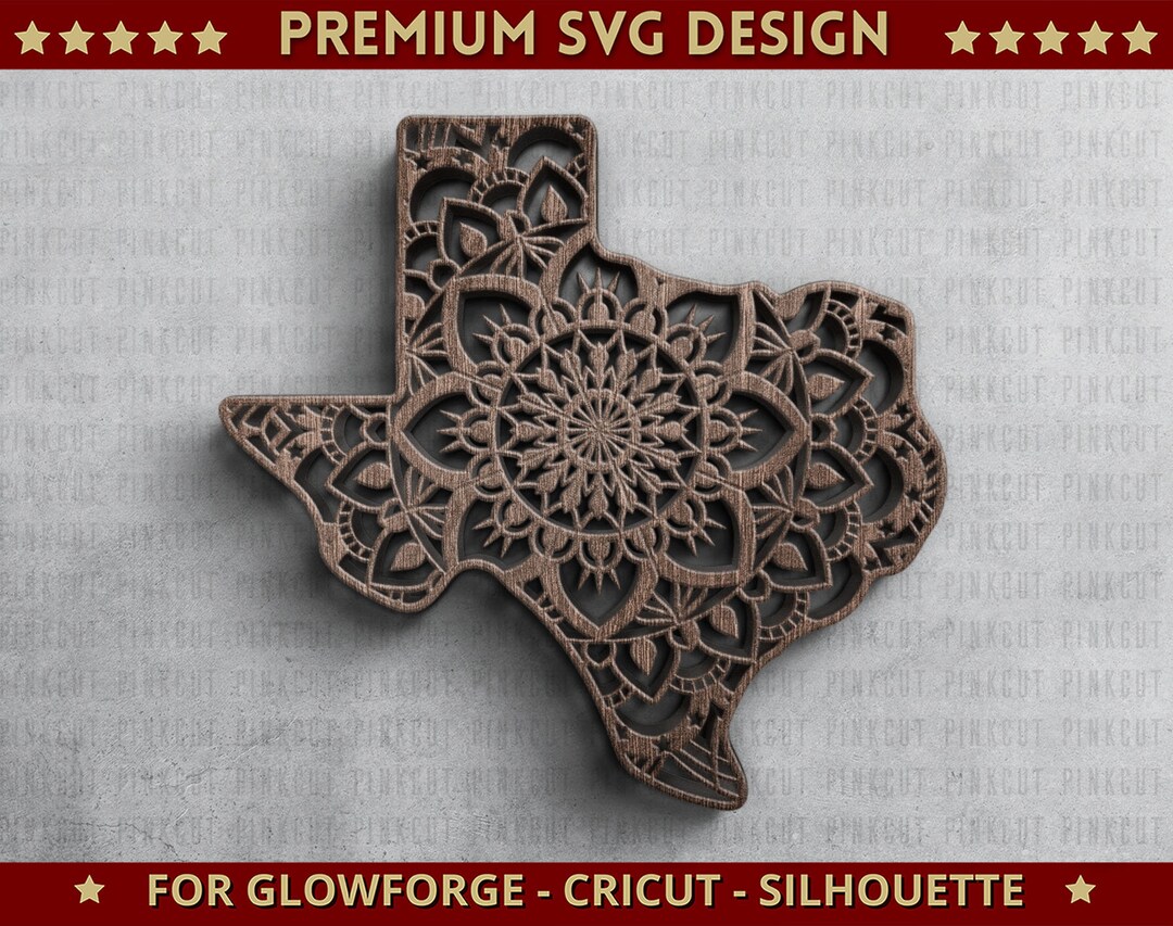 Texas Mandala Svg Cut File USA State Map Single Layer Dxf Zentangle for ...