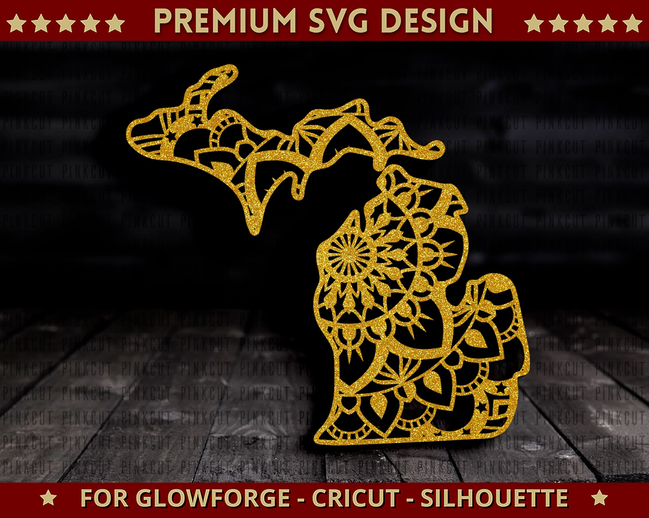 Michigan Mandala Svg Cut file USA State Map Single Layer Dxf | Etsy