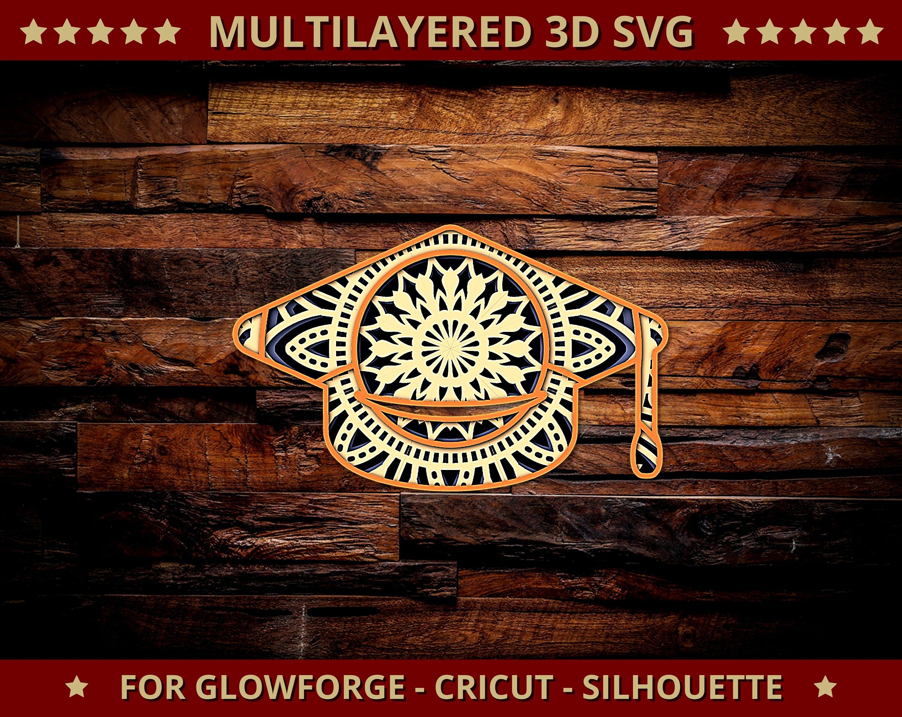 Clip Art & Image Files Glowforge Graduation Hat Flowers SVG Cricut Cut ...