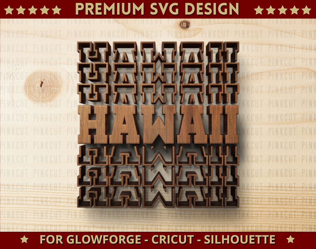 Hawaii Mirrored State Name Svg Cut File Single Layer Svg Dxf Png for ...