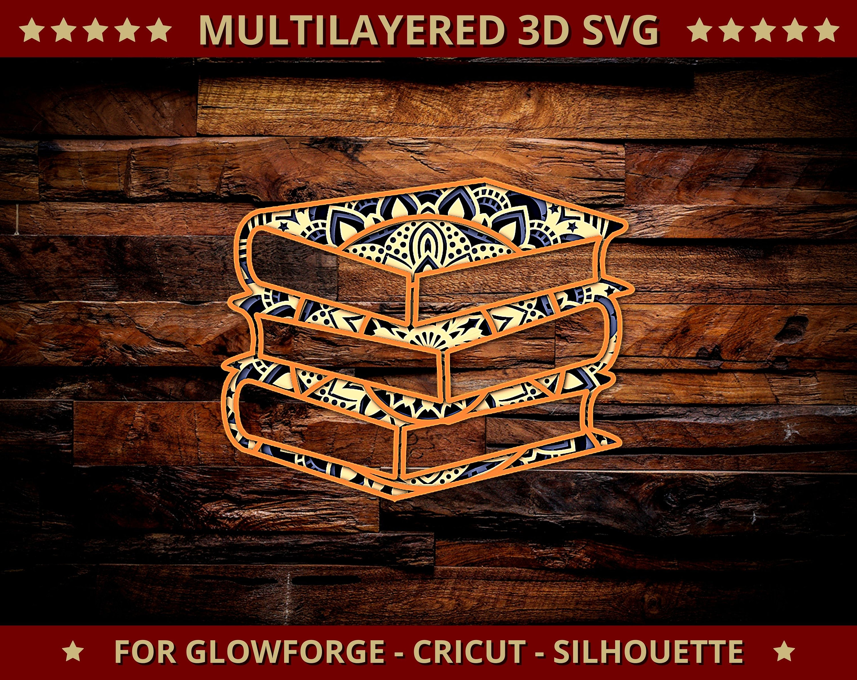 Party Décor Party Supplies Layered Book Svg 3D Book Leyered SVG Mandala ...