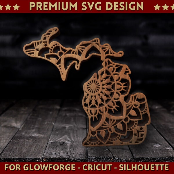 Michigan Layered Map Svg - Etsy