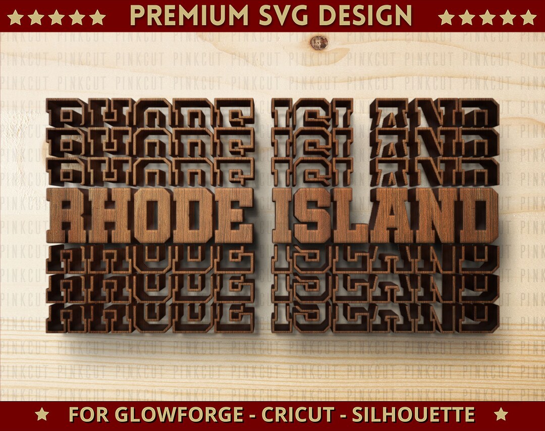 Rhode Island Mirrored State Name Svg Cut File Single Layer Svg Dxf Png ...
