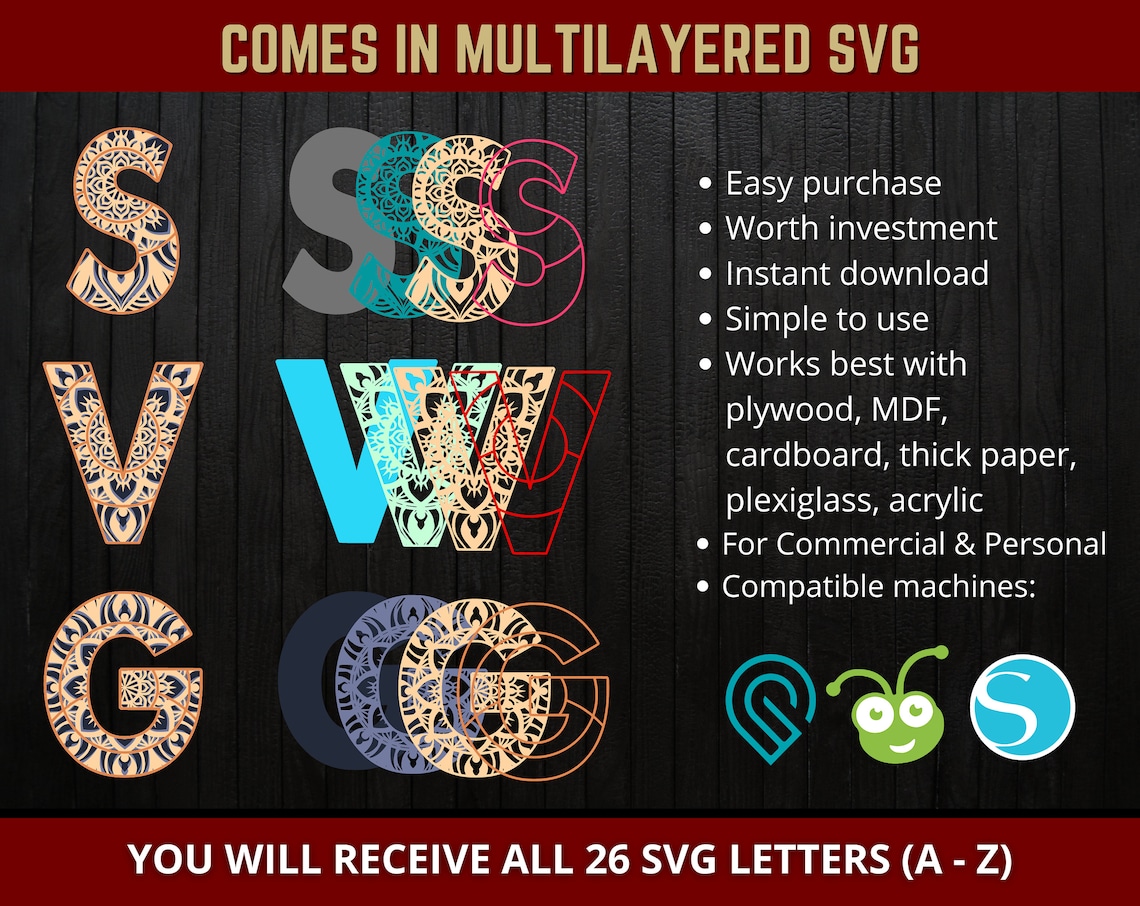 Layered Alphabet SVG A to Z Complete 3D Letters Multilayered - Etsy