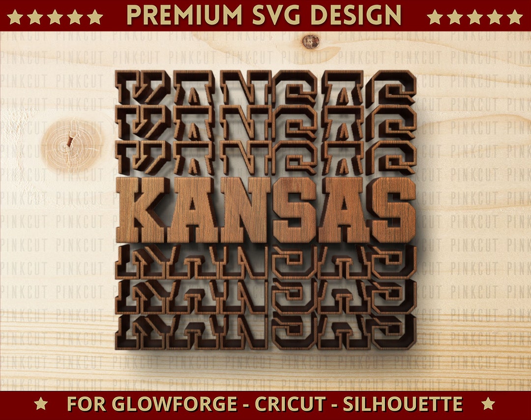 Kansas Mirrored State Name Svg Cut File Single Layer Svg Dxf Png for ...