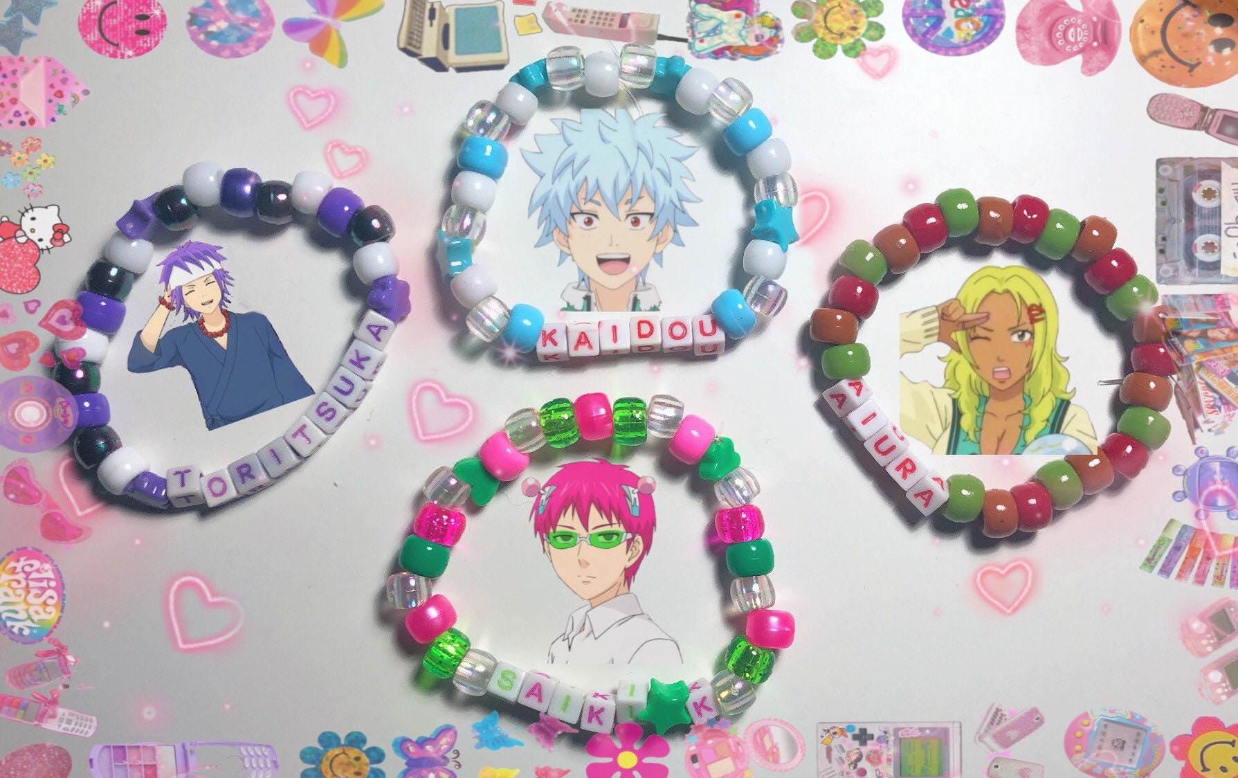 Saiki K Themed Kandi Bracelets - Etsy UK