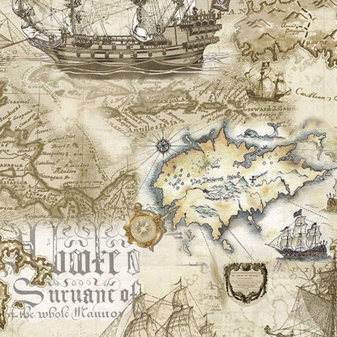Top Shelf, Treasure Map Neutral by Kanvas - Etsy.de